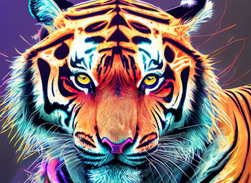 Tiger Illustration Design Colorful Digital Art. Generative AI Stock ...