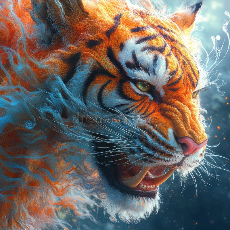 A Tiger Illustration Showcases a Unique Blend of Terrestrial and ...