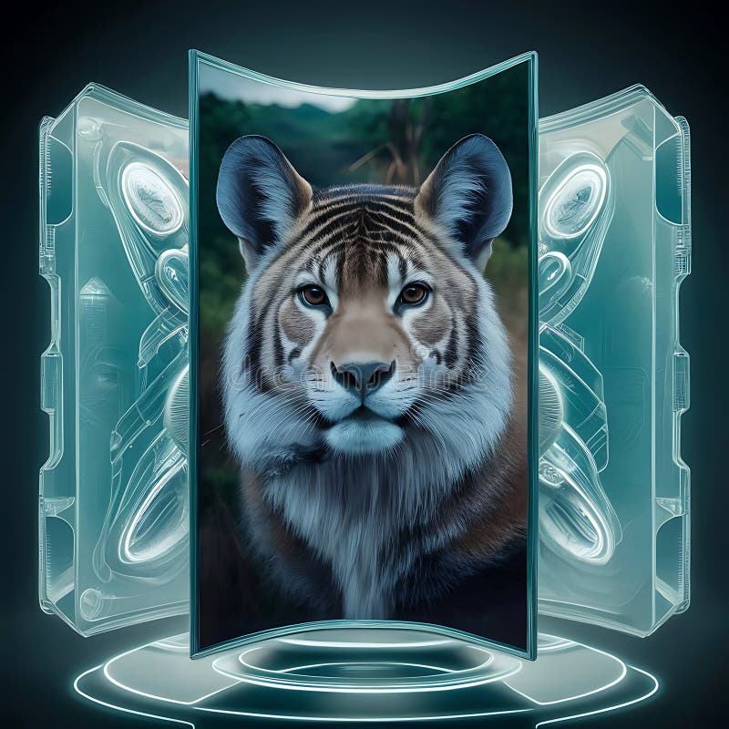 A Tiger is Inside an Open Door with a Tiger on the Back. Stock ...