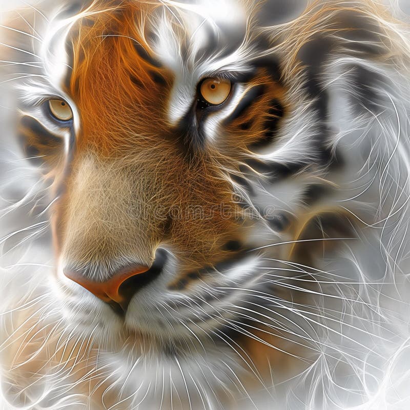 Tiger Isolated on White Background Stock Illustration - Illustration of ...