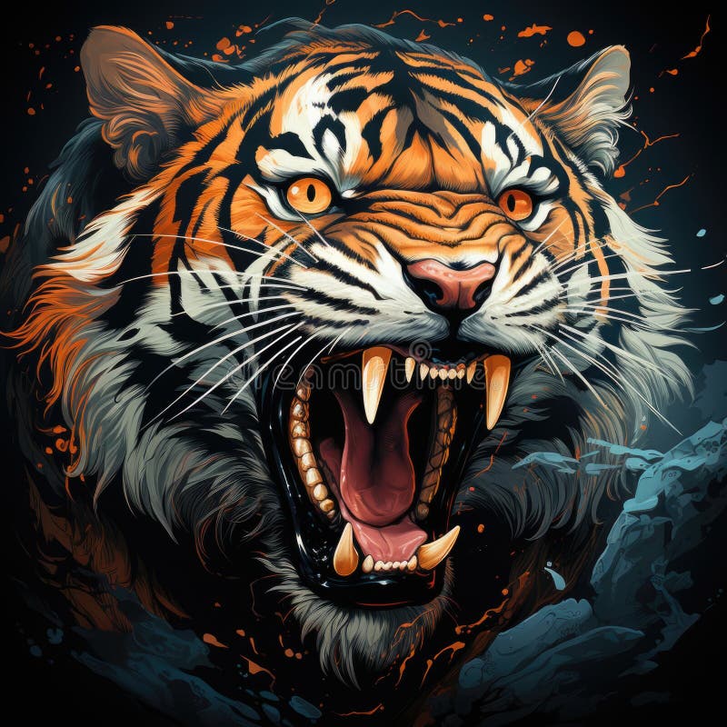 A Tiger with Its Mouth Open Showing Its Teeth. Stock Photo - Image of ...