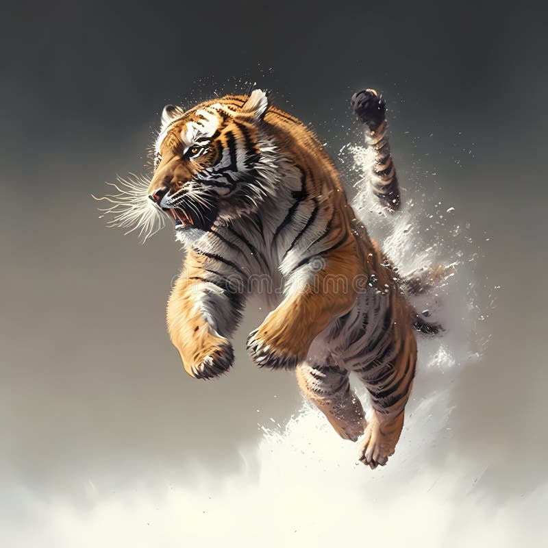 Tiger Jumping High. Generative AI Stock Illustration - Illustration of ...