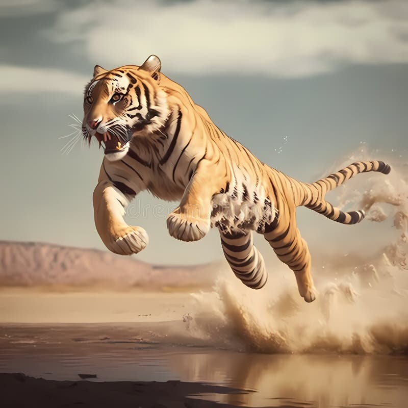 Tiger Jumping High. Generative AI Stock Illustration - Illustration of ...