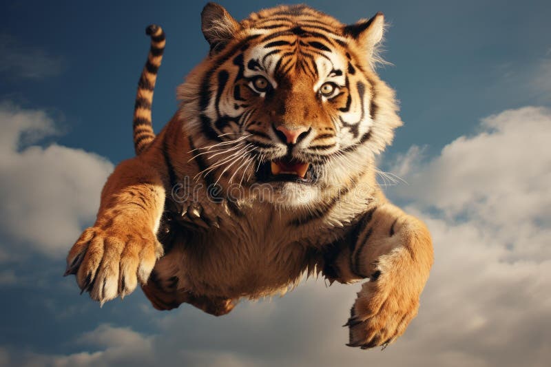 Tiger Jumping Nature. Generate Ai Stock Image - Image of male, hunting ... Tiger Jumping Nature. Generate Ai Stock Image - Image of male, hunting ...
