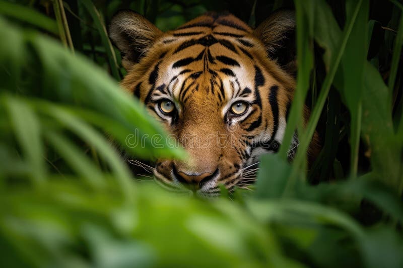 A tiger in the jungle stock illustration. Illustration of bengal ...
