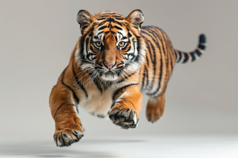 A Tiger is Leaping through the Air, Levitation Tiger Stock Image ...