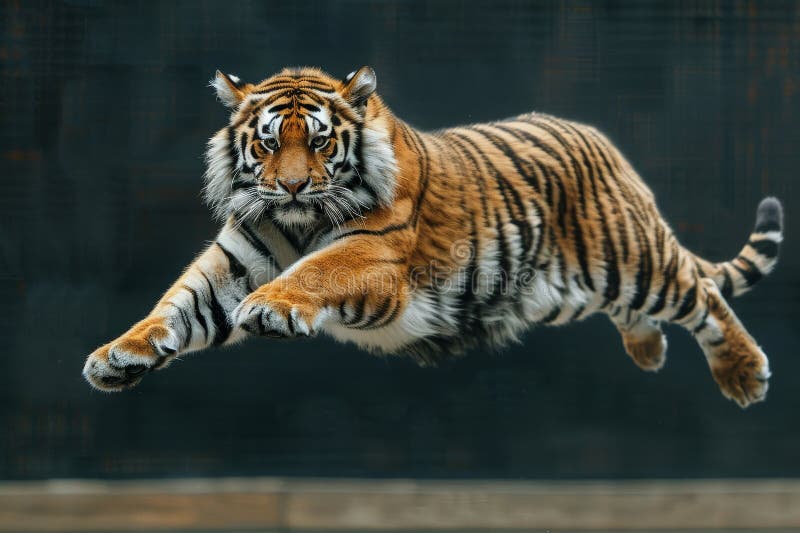 A Tiger is Leaping through the Air, Levitation Tiger Stock Image ...