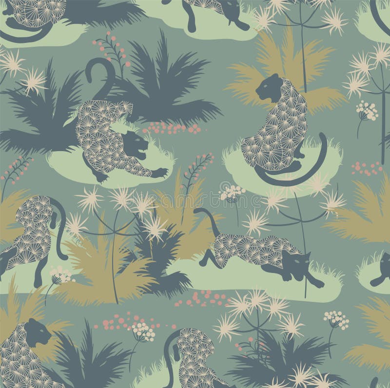 Tiger and Leopard Pattern Geometric Style Design Stock Vector ...