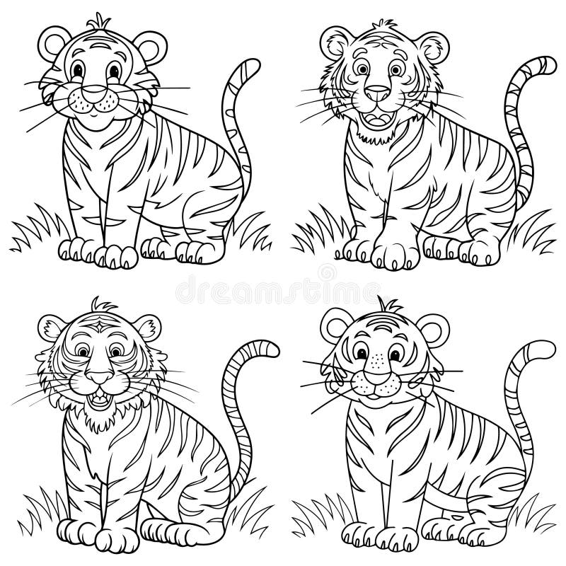 Tiger line art stock vector. Illustration of everyone - 101269052