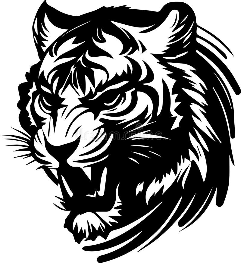 Tiger Logo Monochrome Design Style Stock Vector - Illustration of wild ...