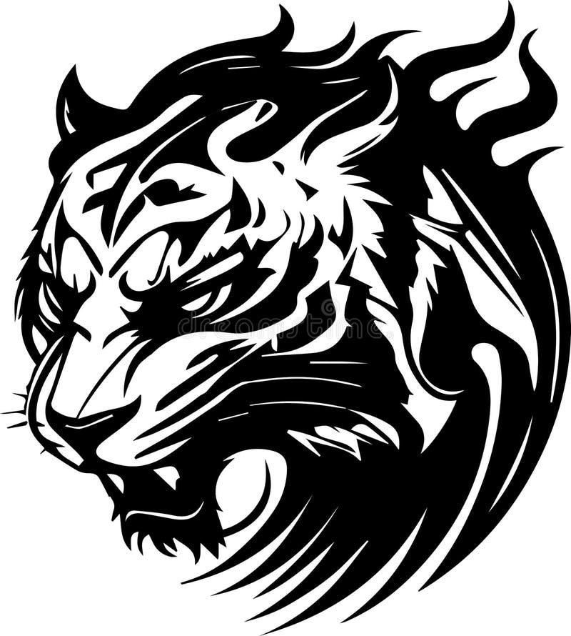 Tiger Logo Monochrome Design Style Stock Vector - Illustration of ...