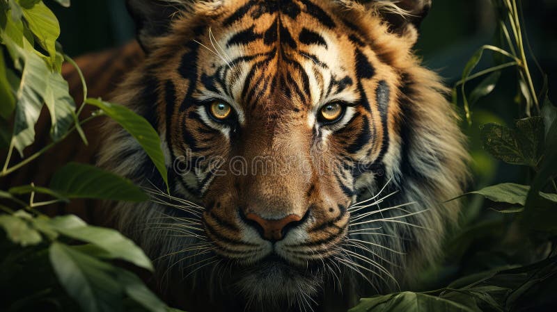 A Tiger Looking at the Camera. Generative AI. Stock Illustration ...