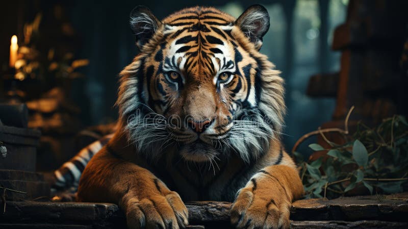 A Tiger Looking at the Camera. Generative AI. Stock Illustration ...