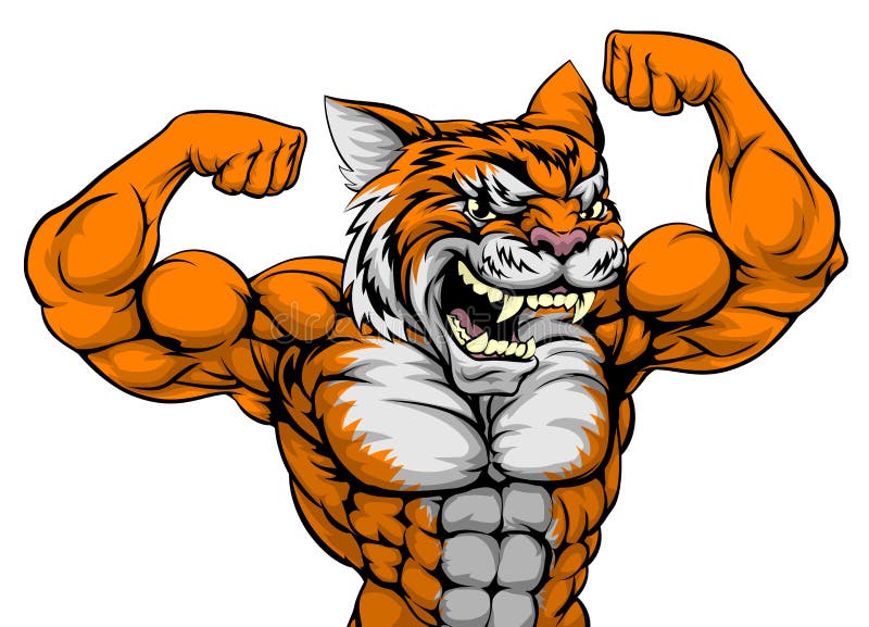Tiger Man Mascot ilustração do vetor. Ilustração de muscular - 64106257