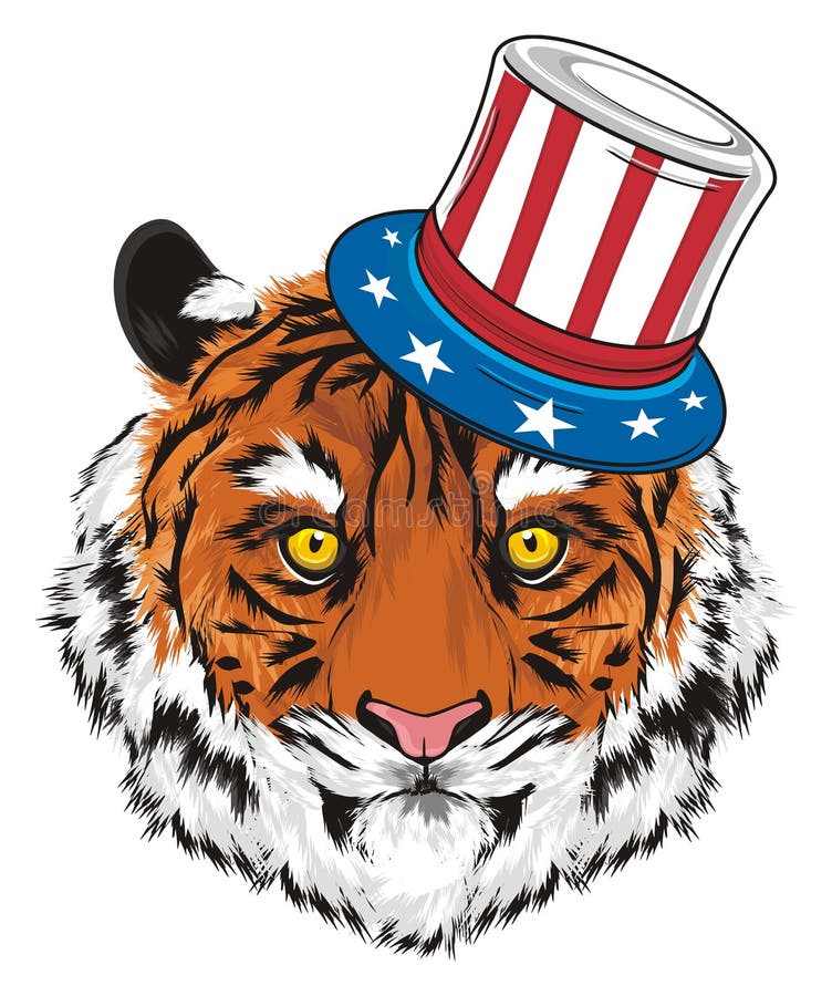 Tiger mit farbigem Hut stock abbildung. Illustration von nave - 106890322