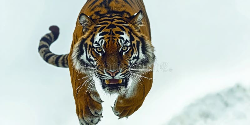 A Tiger in Motion, Leaping High in the Air Stock Image - Image of wild ...