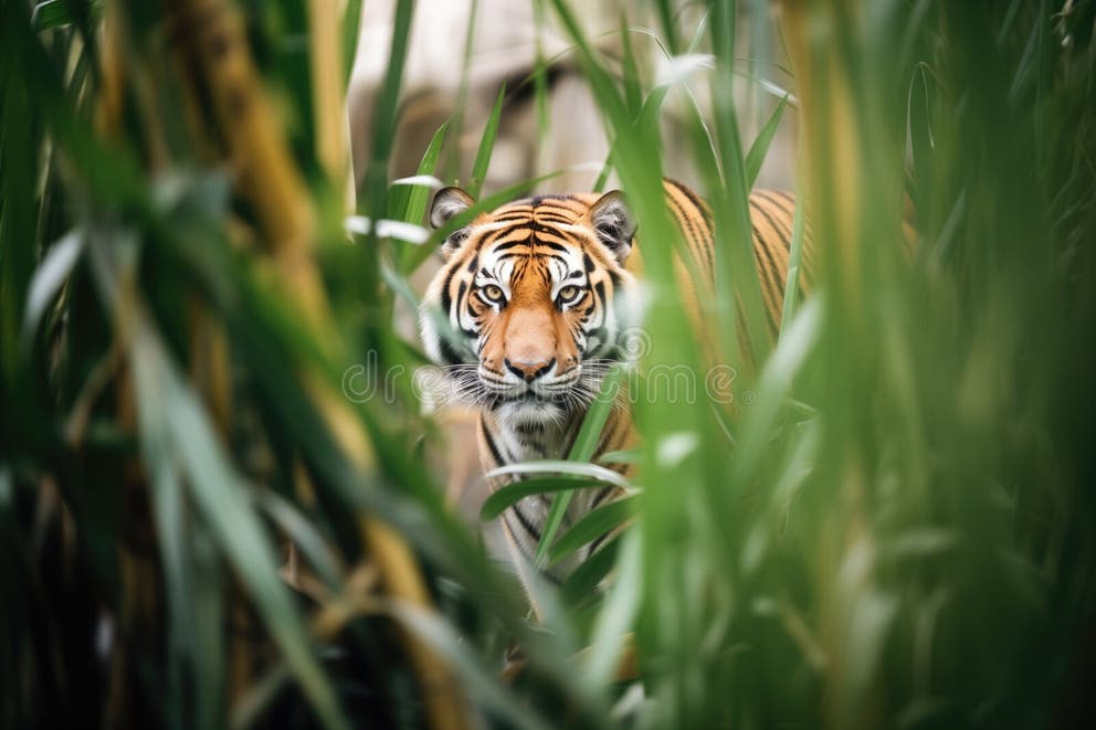 Tiger Moving through Jungle Underbrush Stock Photo - Image of species ...