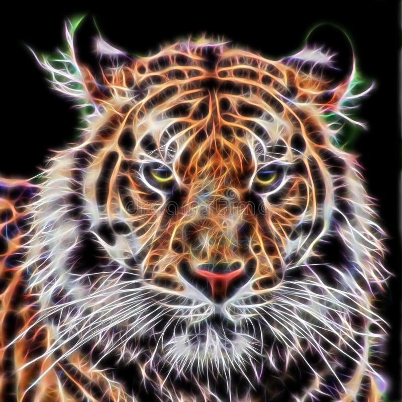 TIGER NEON LIGHT ART stock illustration. Illustration of neon - 135926734