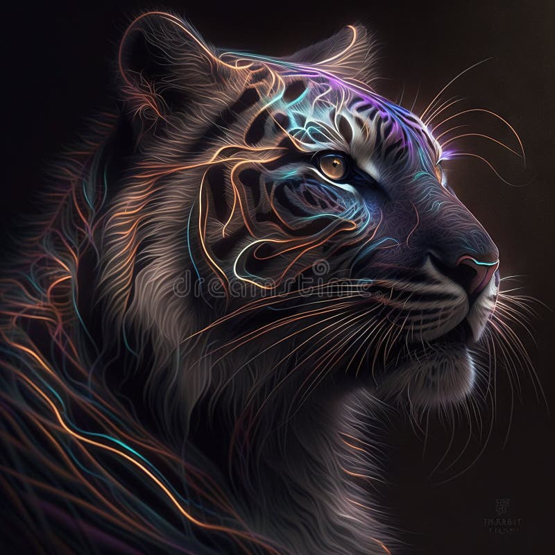 Tiger neon light image stock illustration. Illustration of predator ...