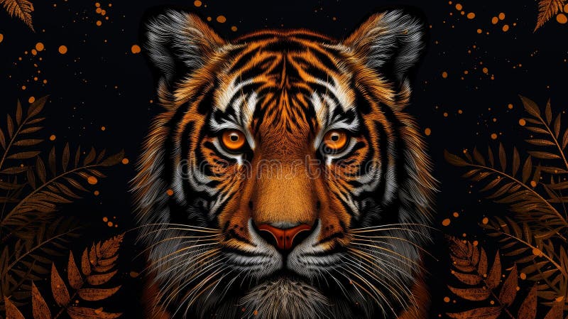 A tiger in the night. stock photo. Image of hunter, animals - 354435856
