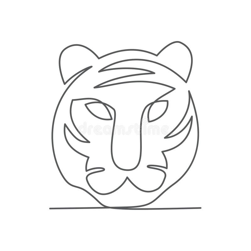 Tiger One Line Drawing on White Stock Vector - Illustration of sketch ...