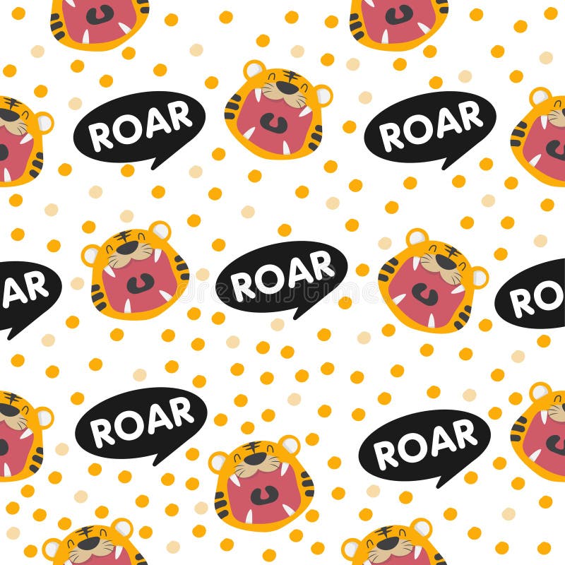 Tiger Open Mouth Seamless Pattern Stock Vector - Illustration of angry ...