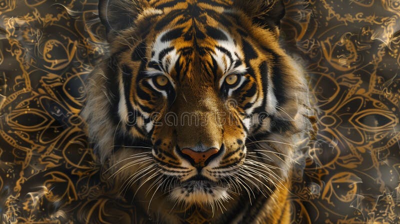 A Tiger Overlaid with the Intricate Patterns of a Mandala Design Stock ...
