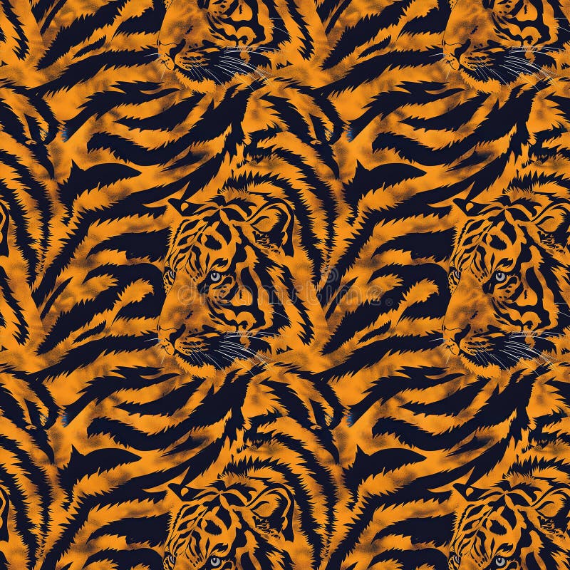 Striking Tiger Pattern in Vibrant Orange and Black Seamless Stock ...