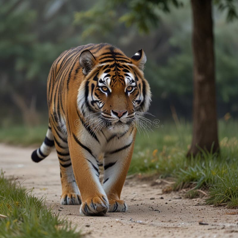 Carton Style a Cute Tiger Picture Stock Illustration - Illustration of ...