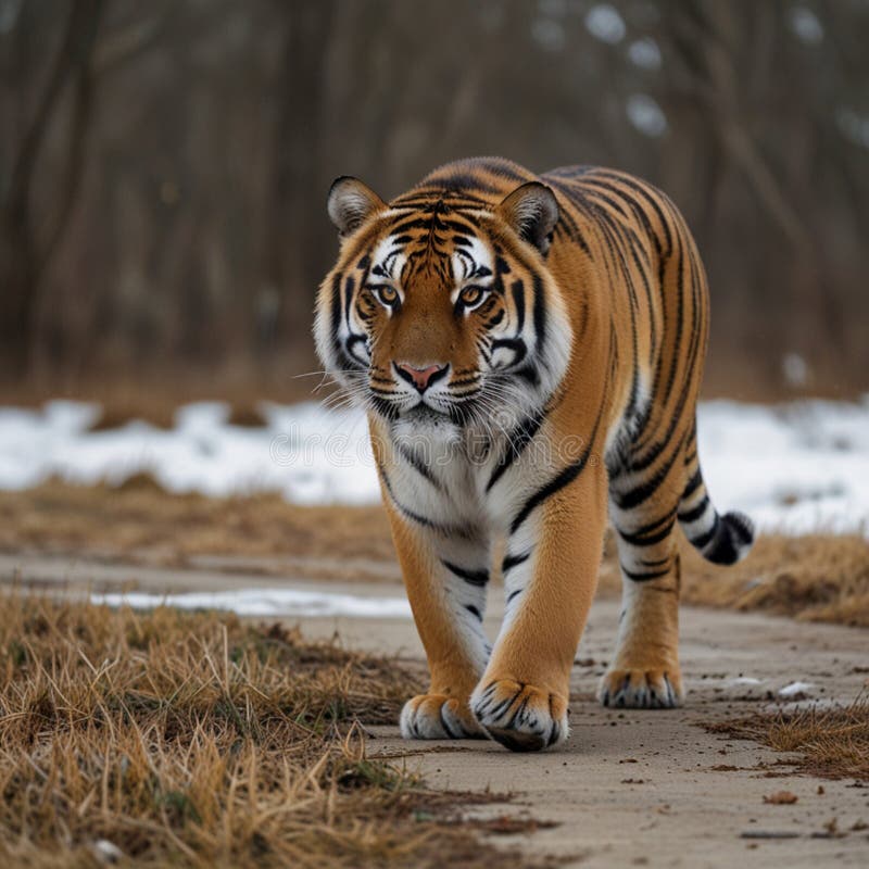 Tiger is Walking and Looking Something Wallpaper Stock Illustration ...
