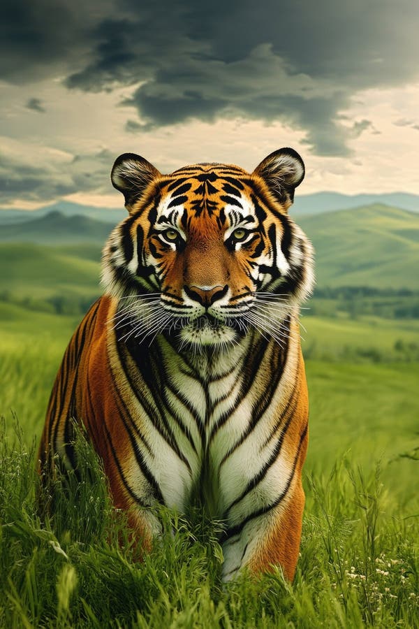 Tiger on the Plain stock photo. Image of jungle, tigris - 362880172
