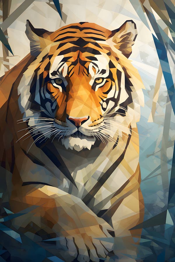 Tiger Portrait in Polygonal Style. Abstract Vector Illustration Stock ...