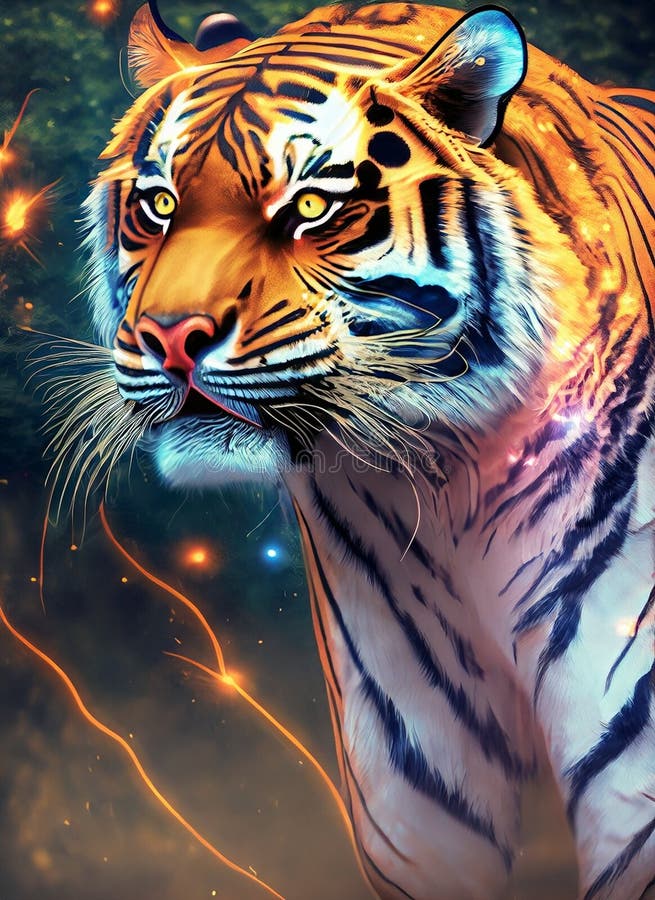 Tiger portrait stock illustration. Illustration of bengal - 300795796