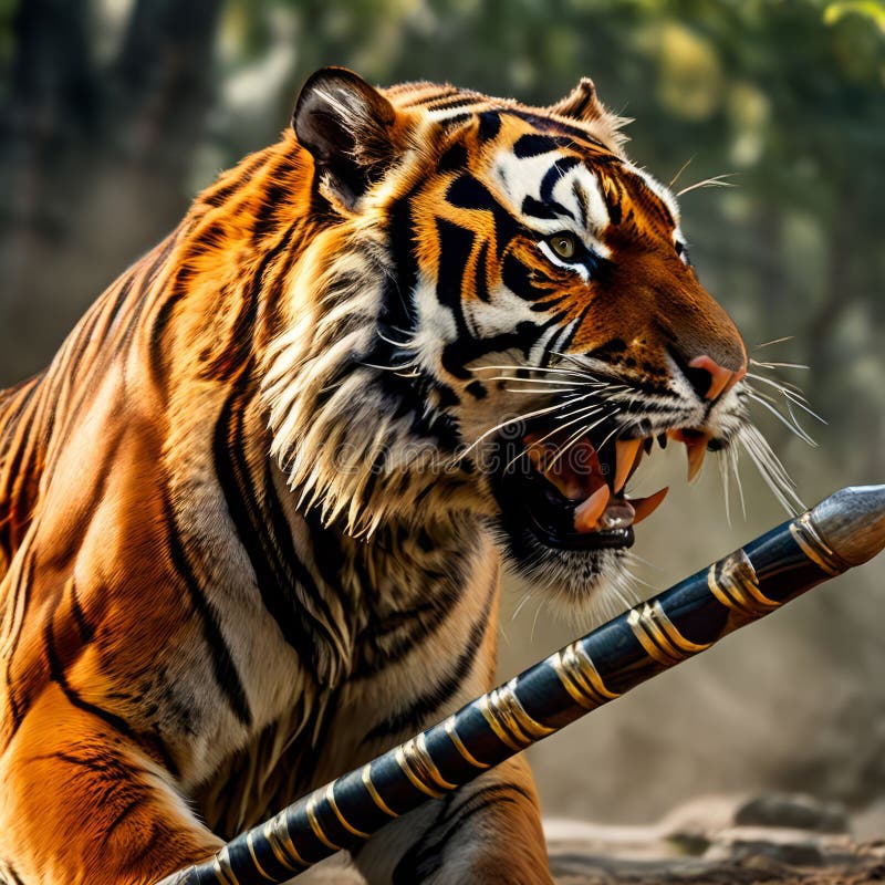 Tiger Pounce Spear a Spear with Tiger Stripes and Enhanced Sped Stock ...