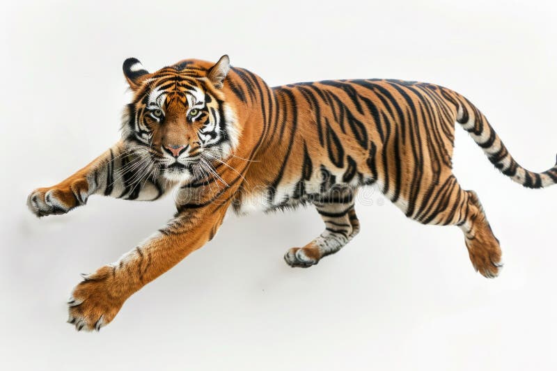 A Tiger Pouncing in Mid-air Stock Illustration - Illustration of pose ...