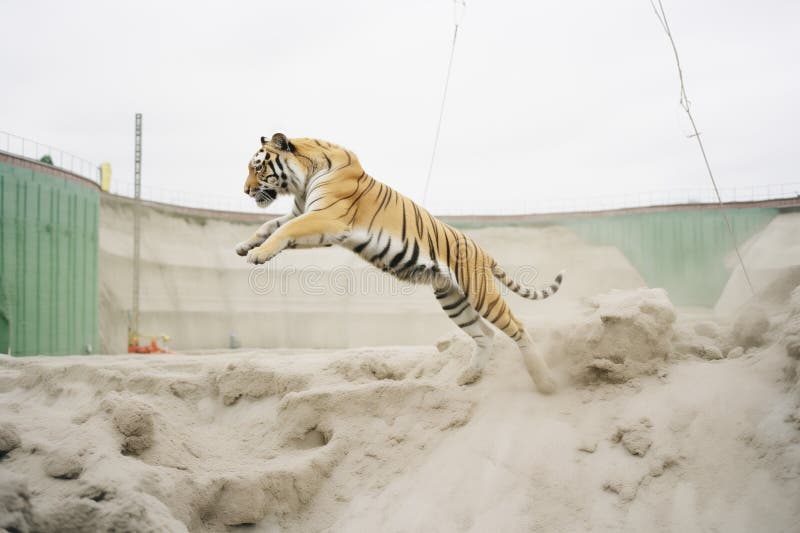 Tiger Pouncing on Unseen Quarry Stock Photo - Image of feline, predator ...
