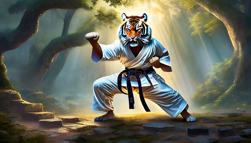 Tiger practices karate stock illustration. Illustration of darkness ...