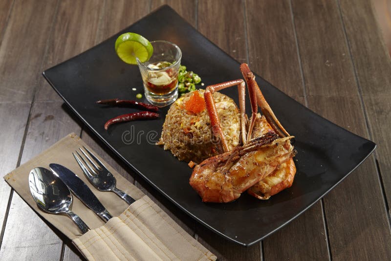 Tiger prawn fried rice stock image. Image of delicious - 112539409