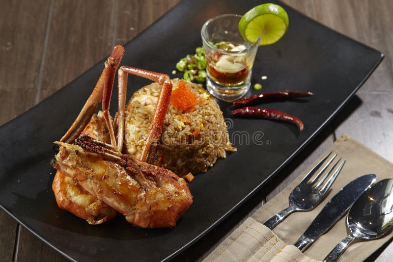 Tiger prawn fried rice stock photo. Image of meat, rice - 112539412