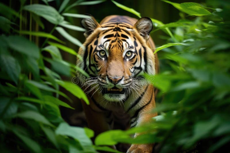 A Tiger Prowling through a Jungle Stock Photo - Image of generated ...