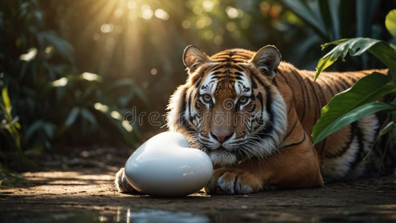 Majestic Tiger with Heart, Symbol of Wildlife Conservation Stock ...