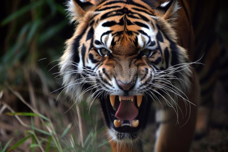 Tiger Roar, Angry Tiger, Close Up Portrait of an Angry Tiger Stock ...