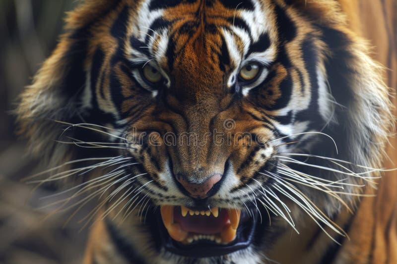 Tiger Roar, Angry Tiger, Close Up Portrait of an Angry Tiger Stock ...