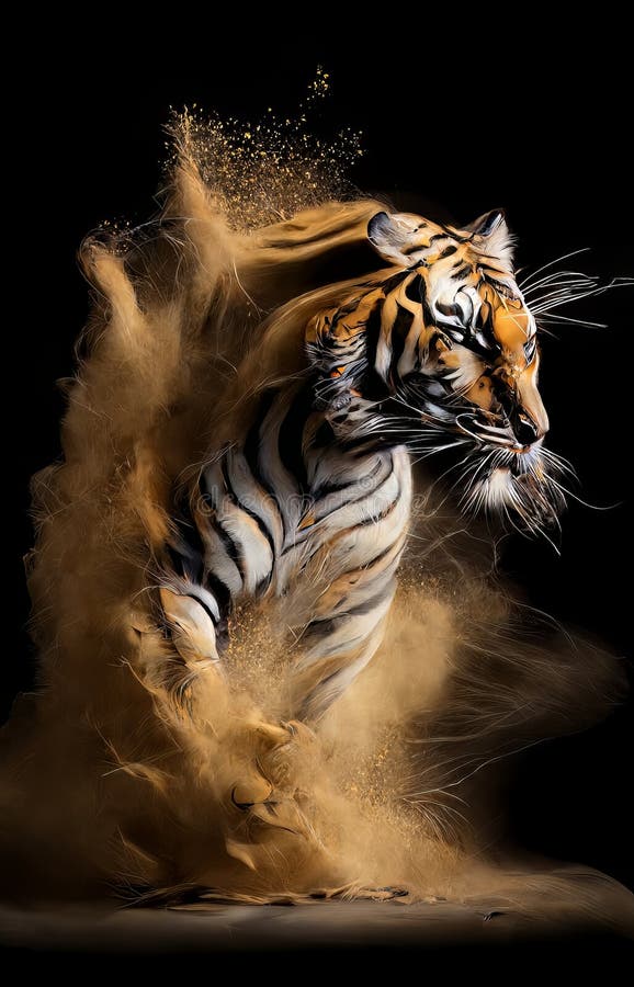 Tiger on the Run stock photo. Image of fast, animal - 271732220