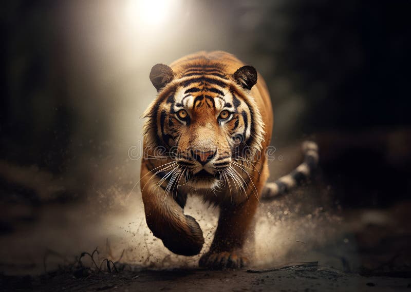 Tiger Running Towards the Camera Stock Photo - Image of hunting, eyes ...