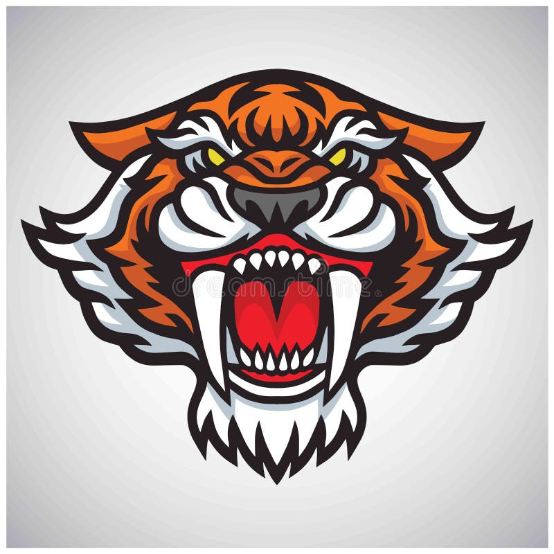 Sabertooth Mascot Logo Icon Illustration , Black Background , Animal ...