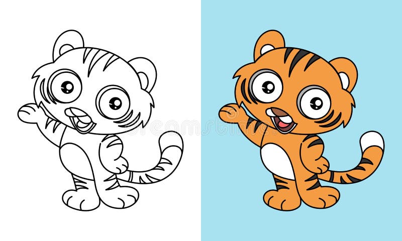 Tiger Say Hello Vector Cartoon Mignon Illustration de Vecteur ...