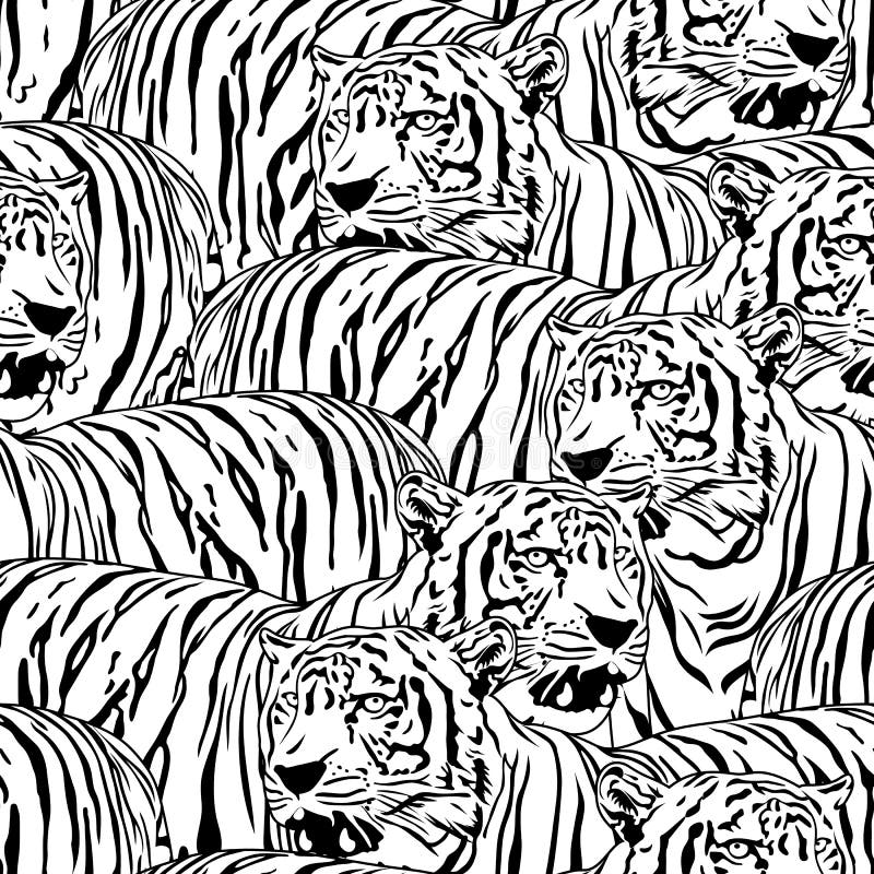 Tiger seamless pattern. stock vector. Illustration of pattern - 91174313