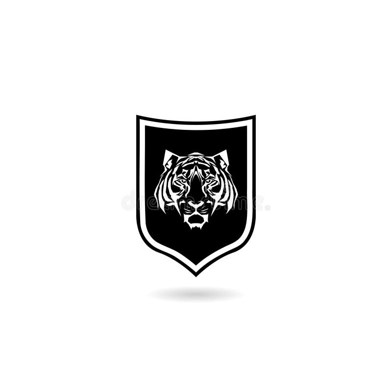 Tiger in Shield Icon with Shadow Stock Vector - Illustration of ...
