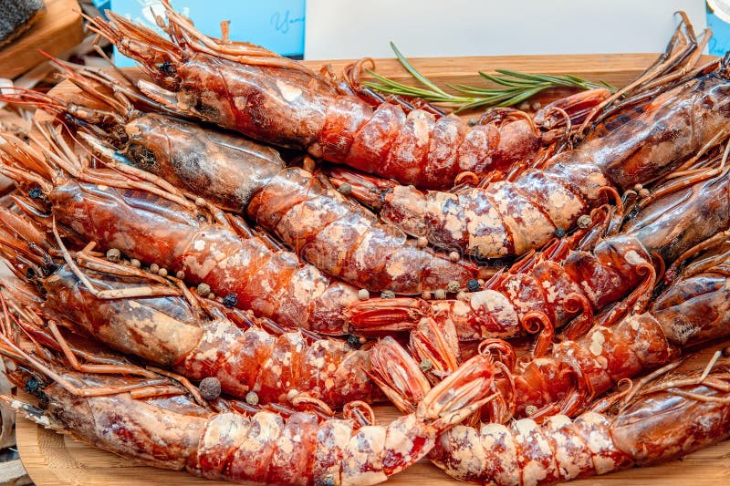 Tiger Shrimps (king Prawns) with Pepper and Rosemary Stock Image ...